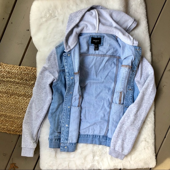 Forever 21 | Jackets & Coats | F2 Combo Hooded Denim Jacket | Poshmark